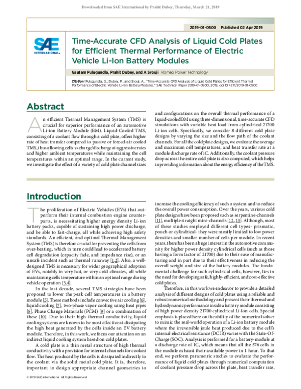(PDF) Time-Accurate CFD Analysis of Liquid Cold Plates for Efficient ...