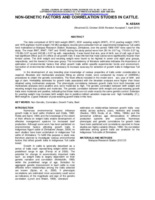 (PDF) Non genetic factors in cattle