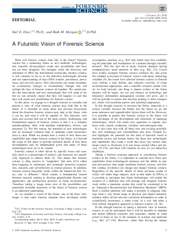 (PDF) A Futuristic Vision of Forensic Science