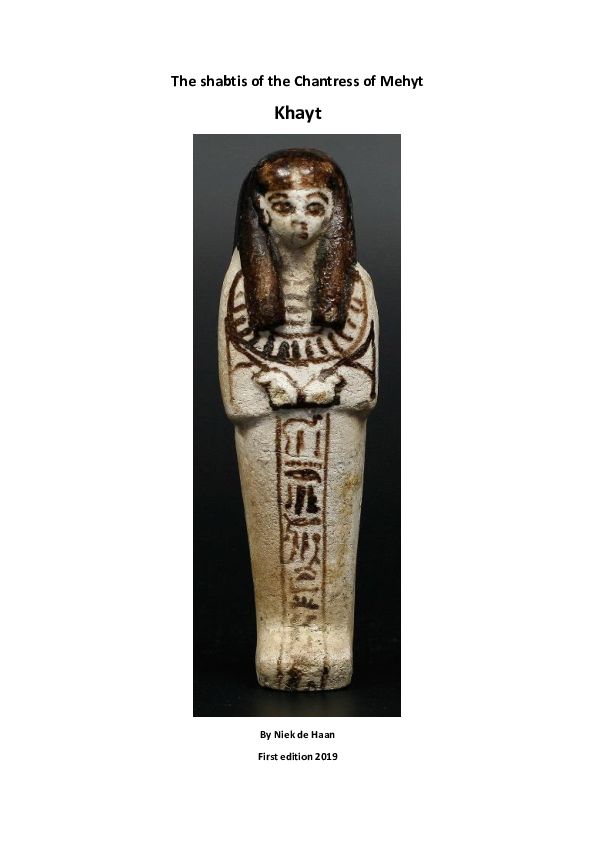 (PDF) The shabtis of the Chantress of Mehyt Khayt