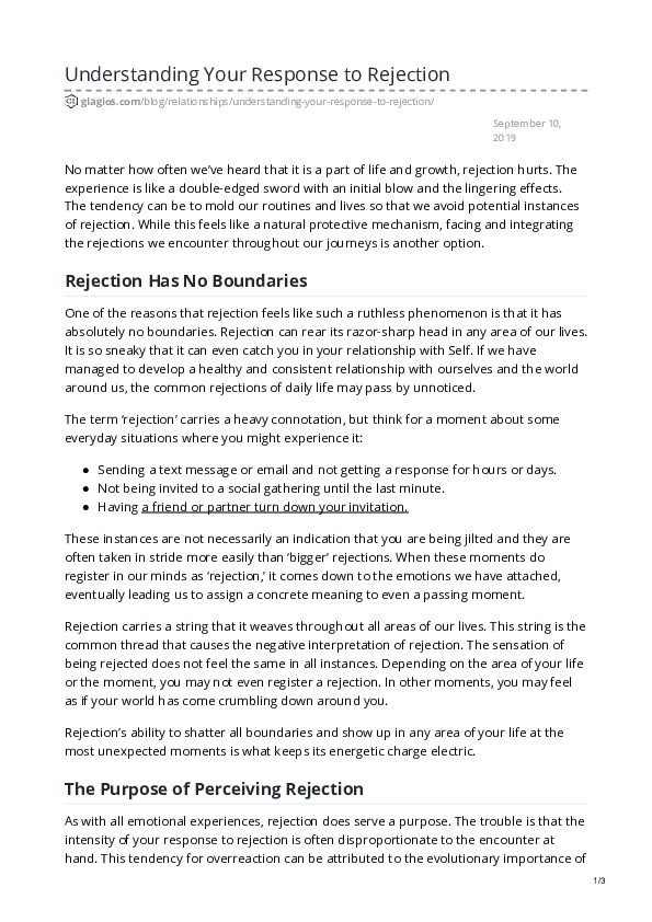 (PDF) Understanding Your Response to Rejection