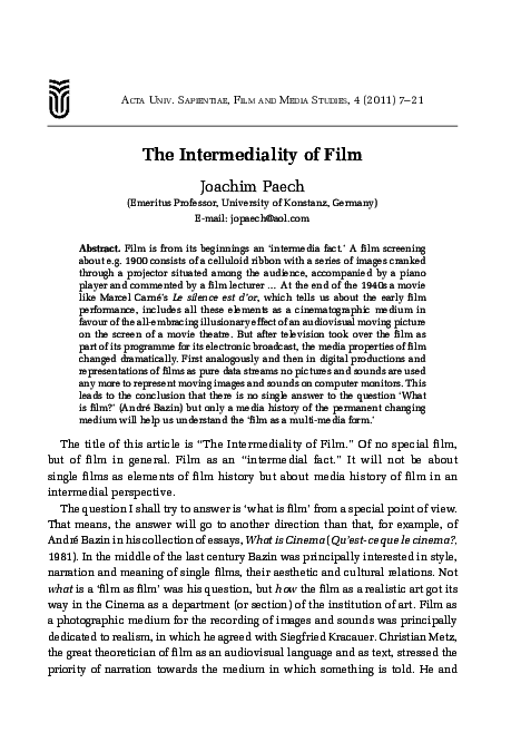 (PDF) The Intermediality of Film