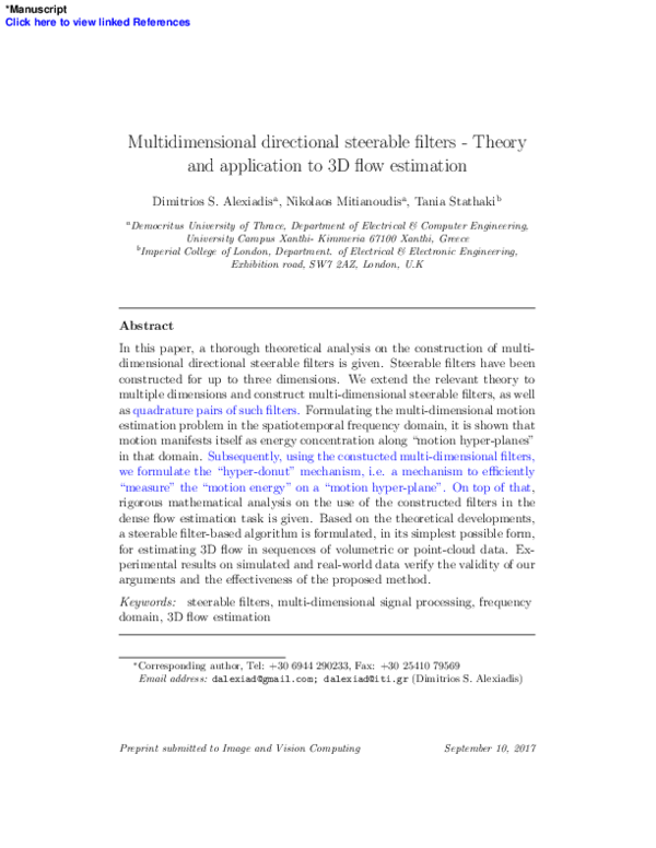 (PDF) Multidimensional directional steerable filters -Theory and ...