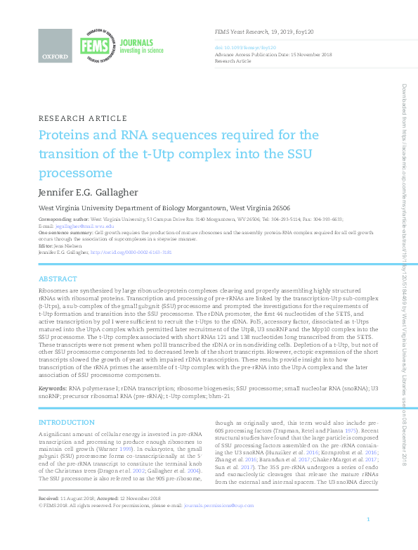 (PDF) Proteins and RNA sequences required for the transition of the t ...
