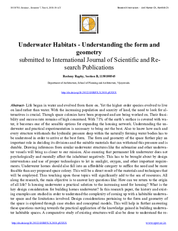 (PDF) Underwater Habitat - Research Paper OCT