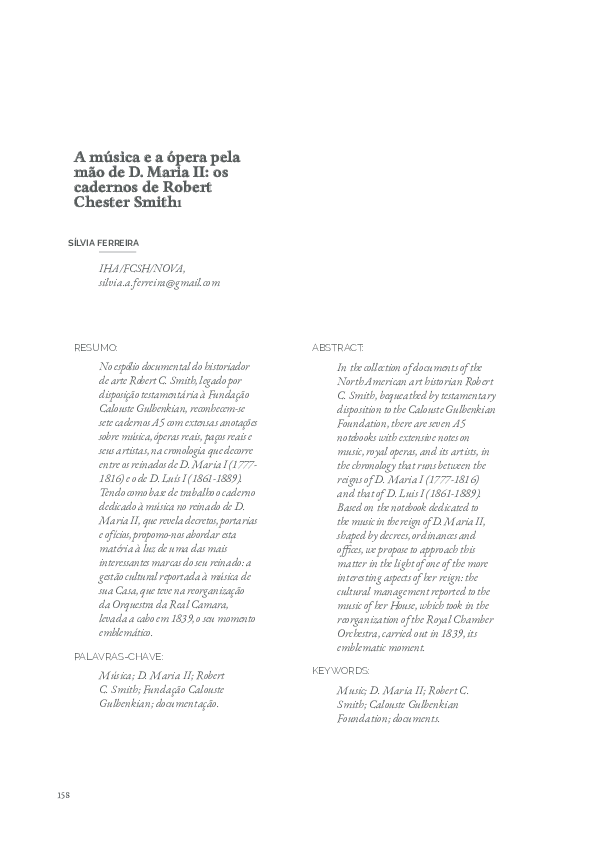 (PDF) A música e a ópera pela mão de D. Maria II: os cadernos de Robert ...