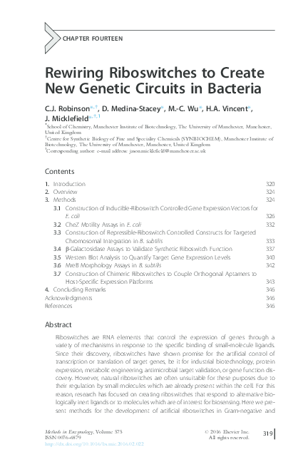 (PDF) Rewiring Riboswitches to Create New Genetic Circuits in Bacteria