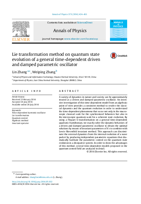 (PDF) Lie transformation method on quantum state evolution of a general time-dependent driven ...