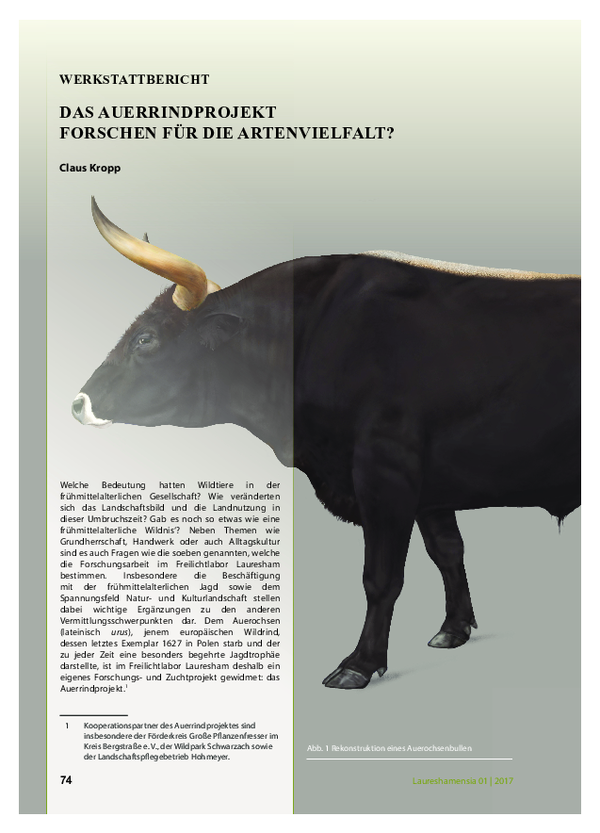 (PDF) Das Auerrindprojekt. Forschen für die Artenvielfalt?