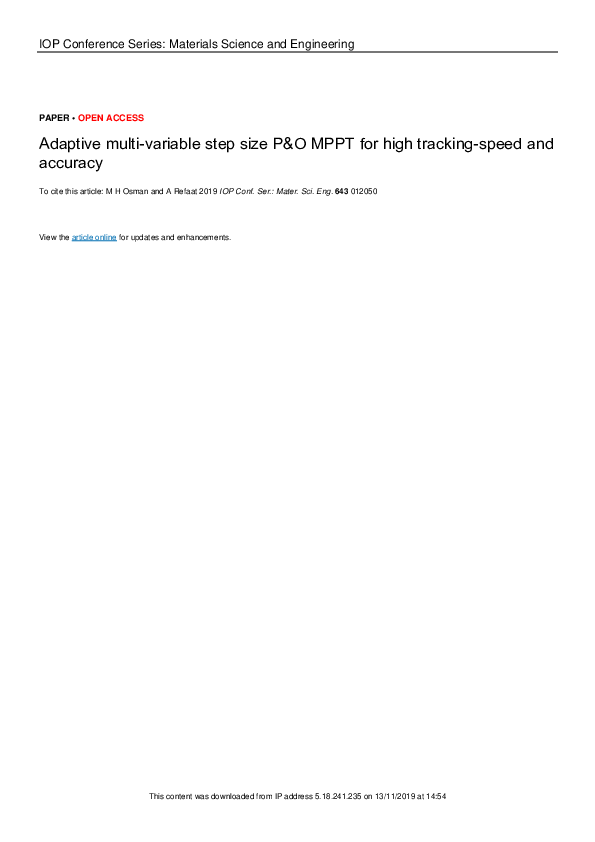 (PDF) Adaptive multi-variable step size P&O MPPT for high tracking-speed and accuracy