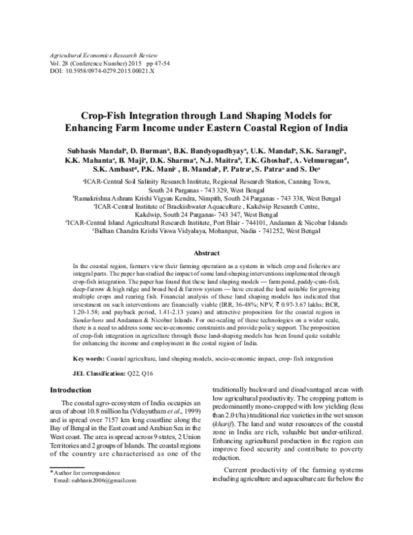 (PDF) Enhancing Income through Crop-Fish Integration