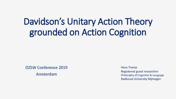 (PDF) Davidson’s Unitary Action Theory grounded on Action Cognition