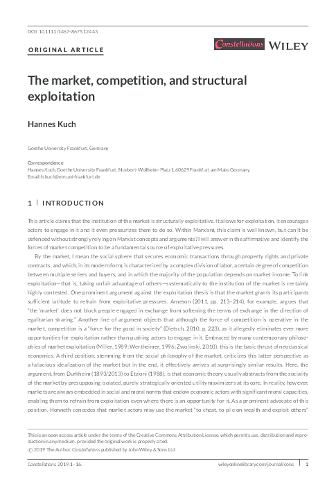 (PDF) The Market, Competition, and Structural Exploitation