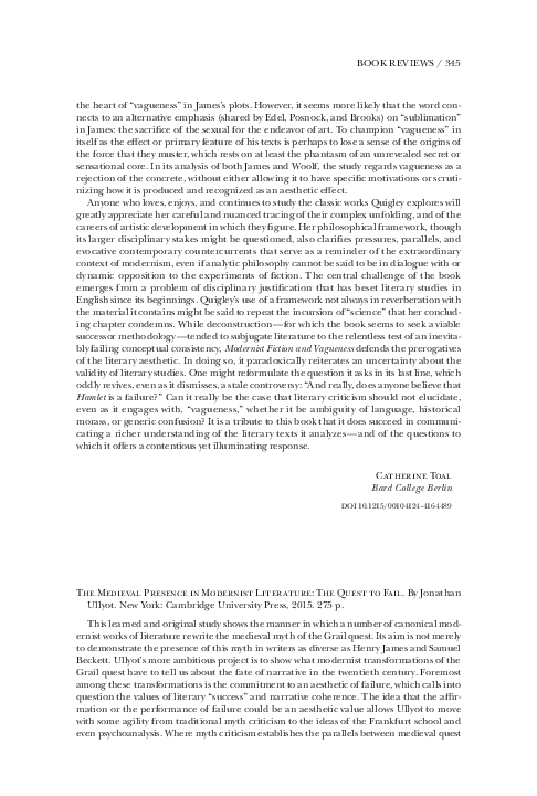 (PDF) Spurr Review of Ullyot Medieval Presence in Modernism