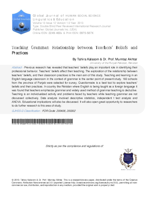 (PDF) Practices GJHSS-G Classification : FOR Code Teaching Grammar ...