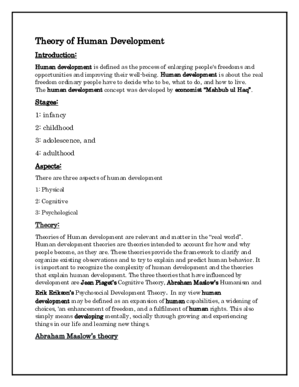 (DOC) Theory of Human Development Introduction