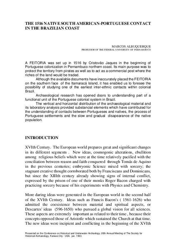 (DOC) The 1516 native south american-portuguese contact in the ...