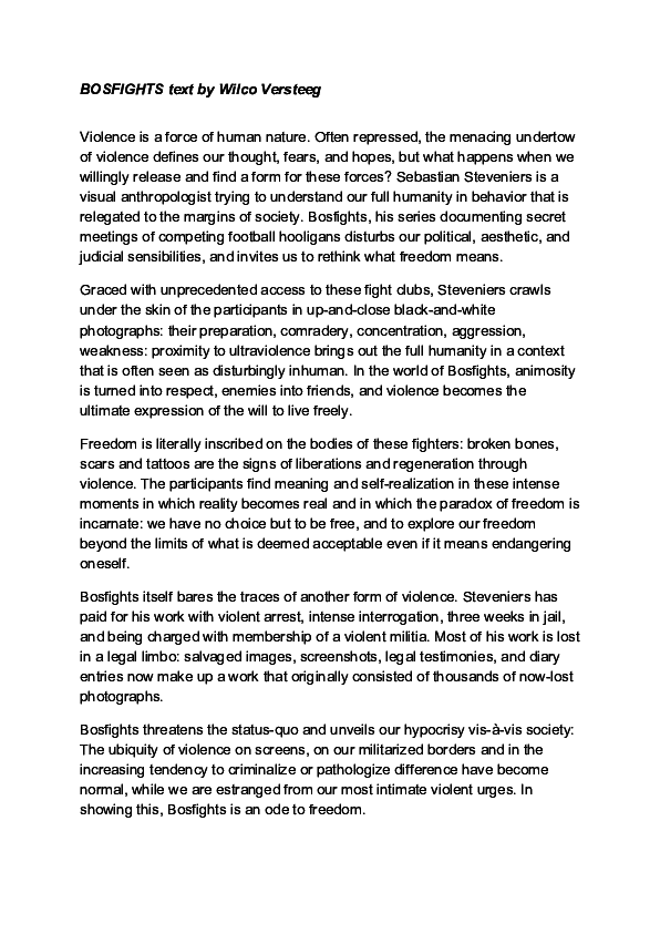 (PDF) Violence is a Force of Human Nature: On Bosfights by Sebastian ...