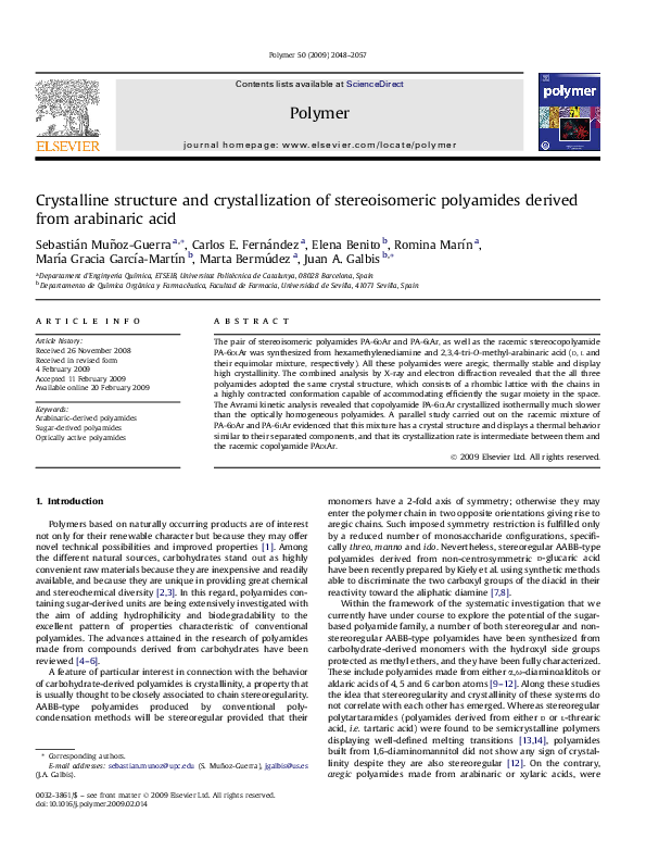 (PDF) Crystalline structure and crystallization of stereoisomeric ...