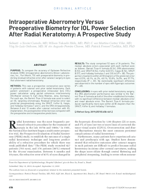 (PDF) Intraoperative aberrometry versus preoperative biometry for IOL ...