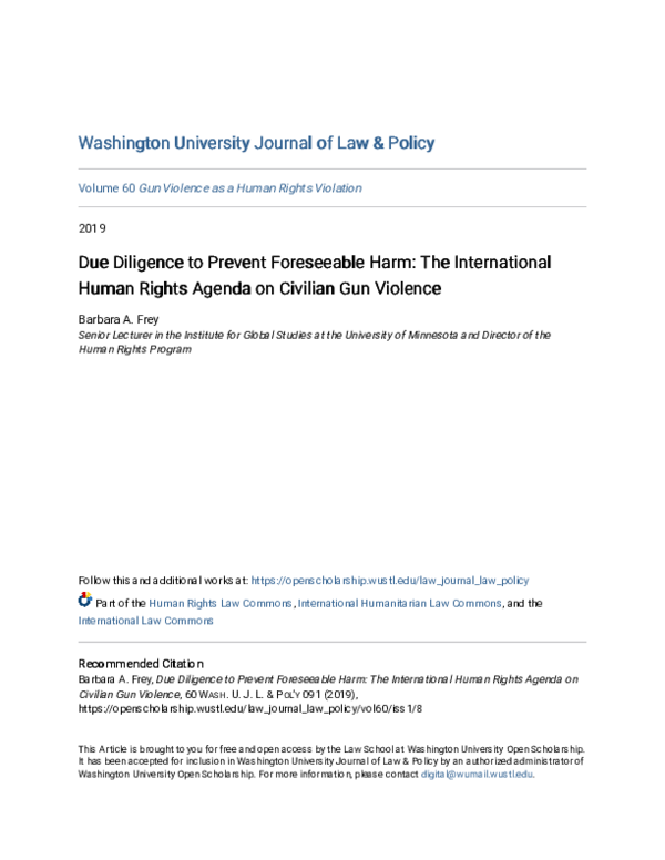 (PDF) Due Diligence to Prevent Foreseeable Harm: The International Due ...