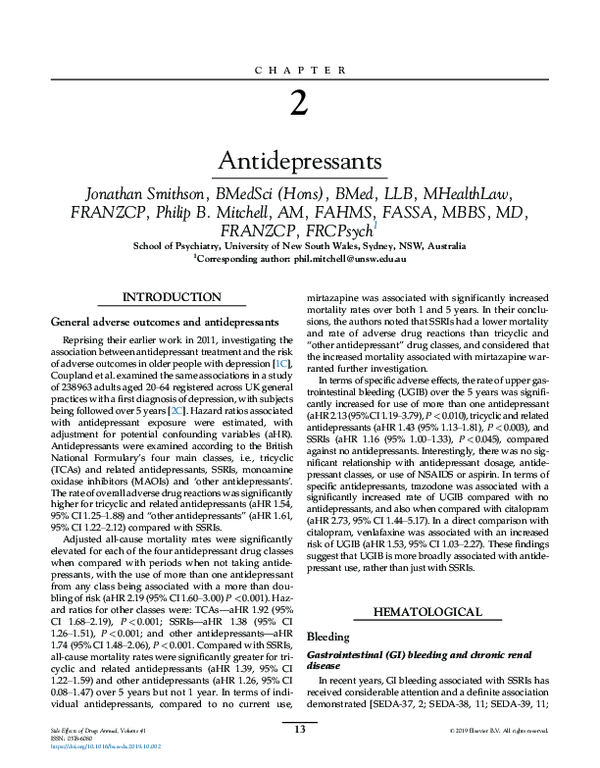 (PDF) Side Effects of Drugs Annual 41 (2019) - Chapter 2 - Antidepressants
