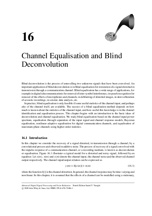 (PDF) Channel Equalisation and Blind Deconvolution