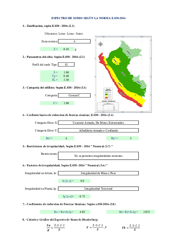 (PDF) Modelo de espectro E.030 Diseño sismorresistente | Julian Mauricio Castro Contreras ...
