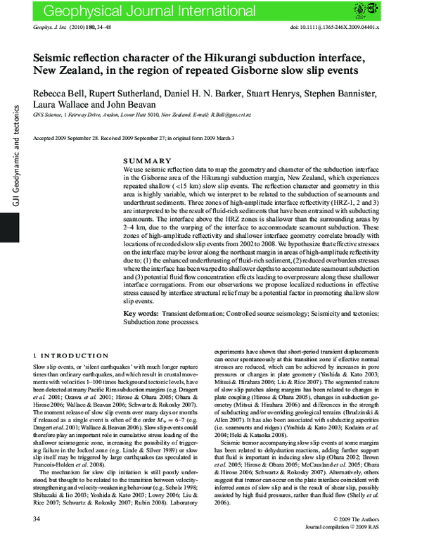 (PDF) Seismic reflection character of the Hikurangi subduction ...