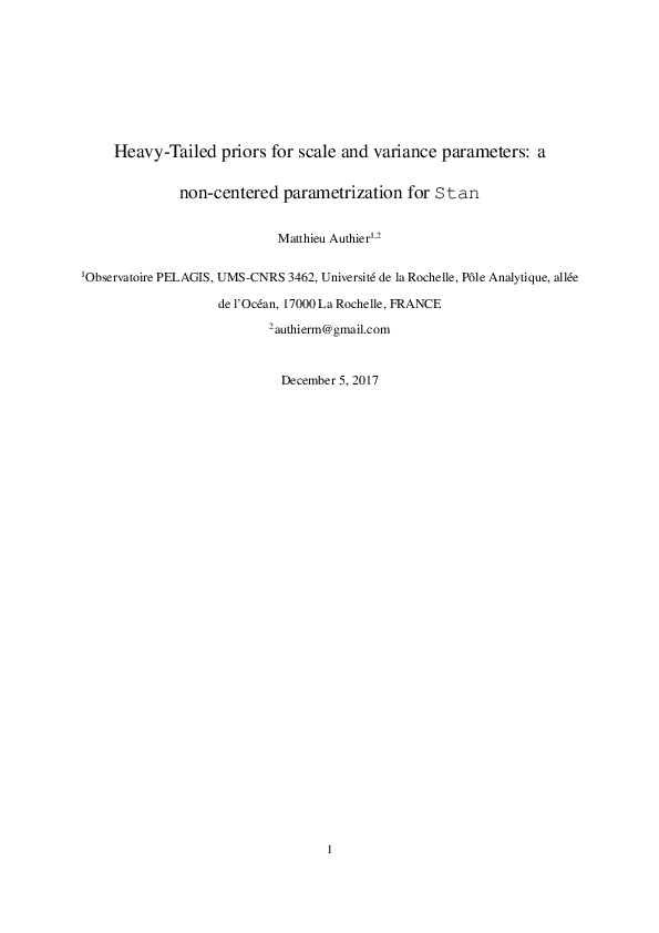 Pdf Heavy Tailed Priors For Scale And Variance Parameters A Non Centered Parametrization For Stan