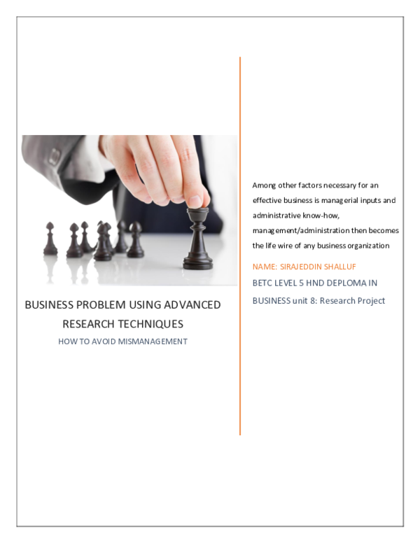 (DOC) Research project - How to avoid mismanagement