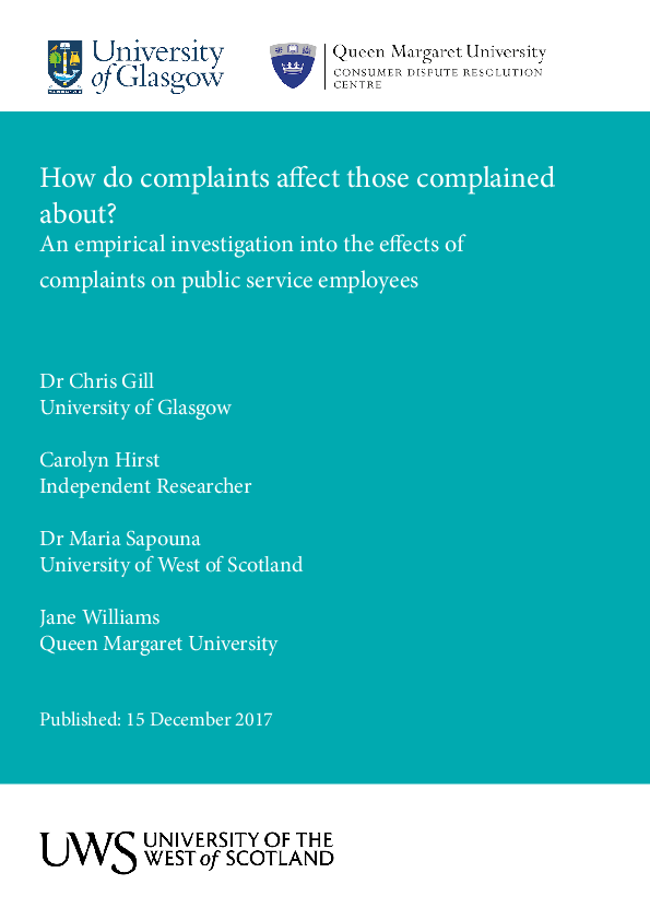 (PDF) How do complaints affect those complained about? An empirical ...