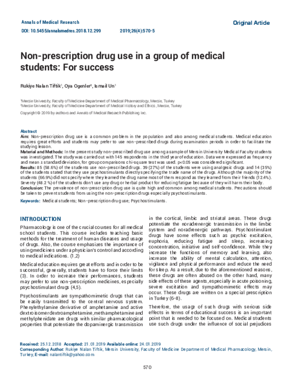 (PDF) Non-prescription drug use in a group of medical students: For success