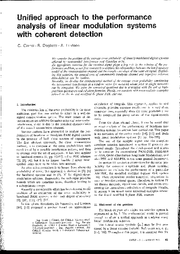 Pdf Unified Approach To The Performance Analysis Of Linear Modulation