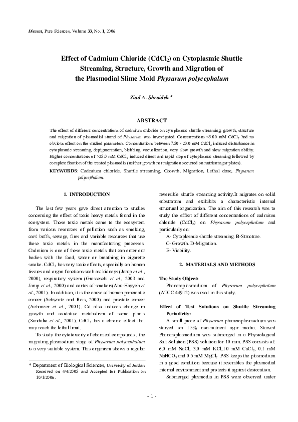 (PDF) Effect of cadmium chloride ( CdCl2 ) on cytoplasmic shuttle ...