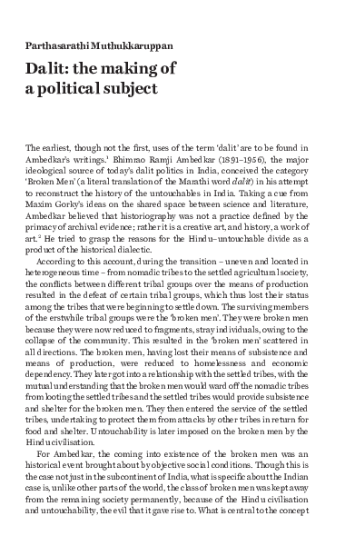 (PDF) Dalit: Making of a Political Subject