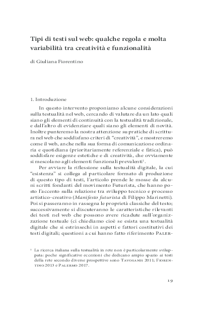 (PDF) Fiorentino Tipi di testi sul web: qualche regola e molta ...