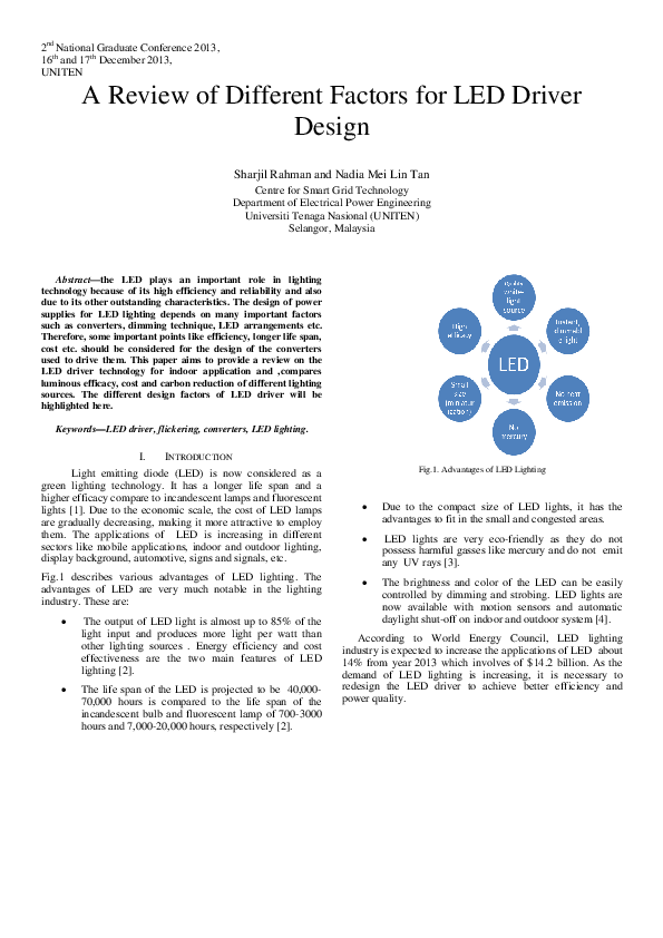 (PDF) A Review of Different Factors for LED Driver Design