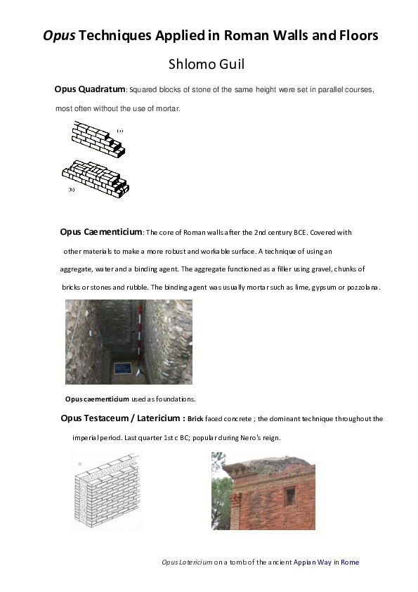 (PDF) Opus Techniques Applied in Roman Walls and Floors