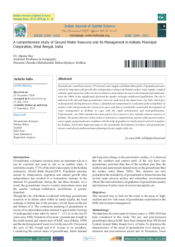 (PDF) A comprehensive study of Ground Water Resource and its Management ...