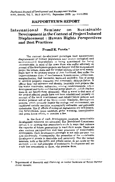 (PDF) Sustainable Development in the Context of Project Induced ...