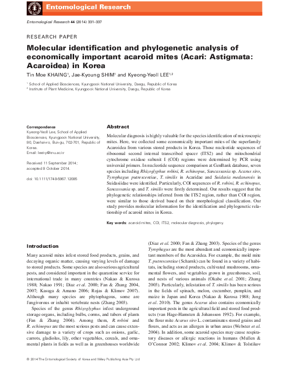 (PDF) Molecular identification and phylogenetic analysis of ...