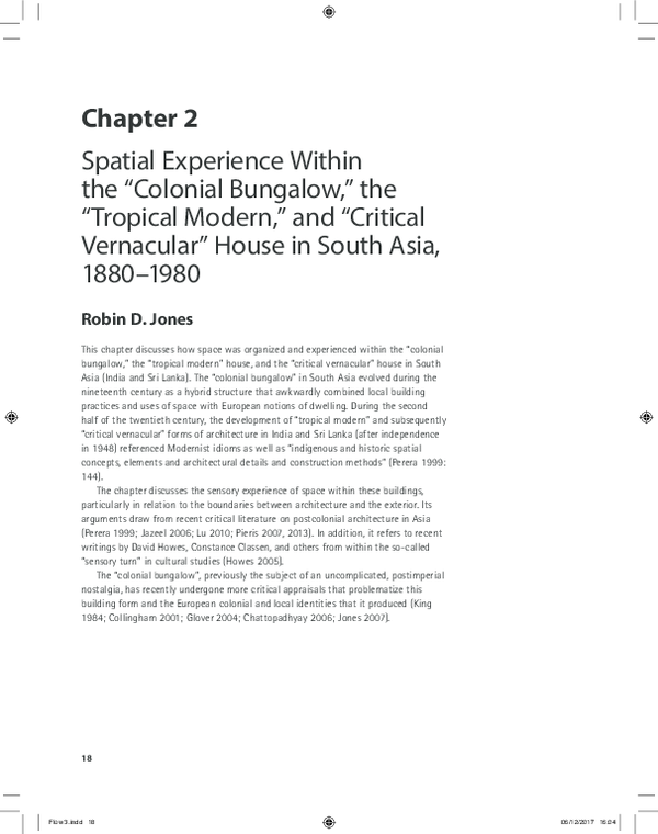 (PDF) Spatial Experience within the colonial bungalow, the tropical ...