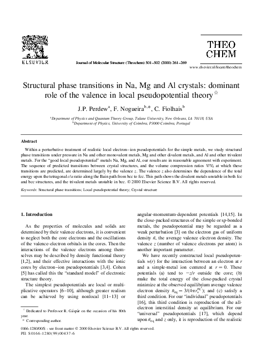 (PDF) Structural phase transitions in Na, Mg and Al crystals: Dominant role of the valence in ...