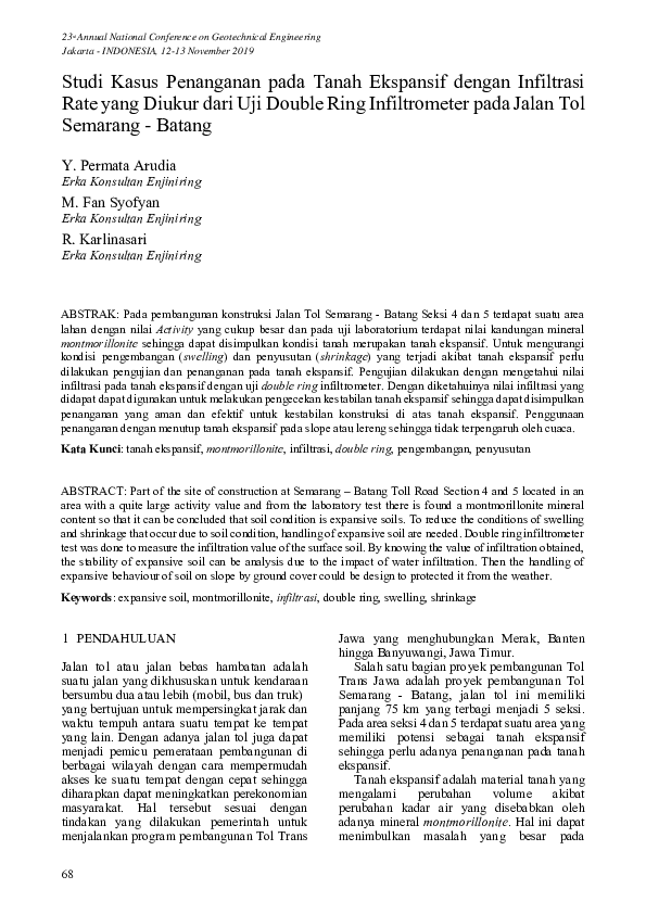 (PDF) Studi Kasus Penanganan pada Tanah Ekspansif dengan Infiltrasi ...