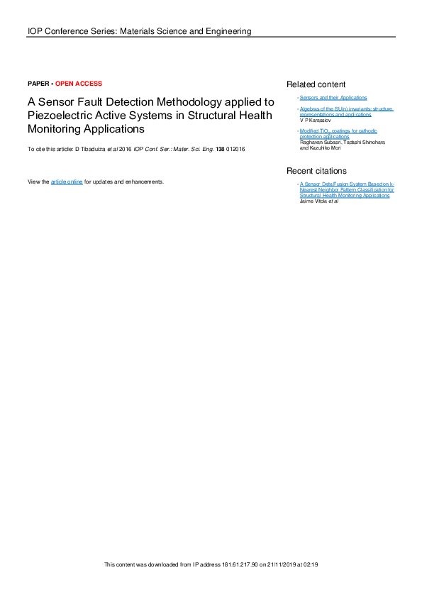 Pdf A Sensor Fault Detection Methodology Applied To Piezoelectric