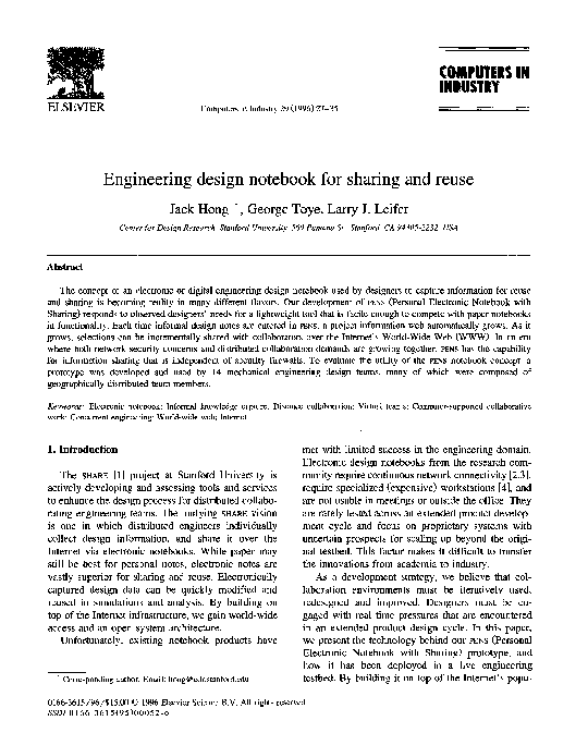 (PDF) Engineering design notebook for sharing and reuse