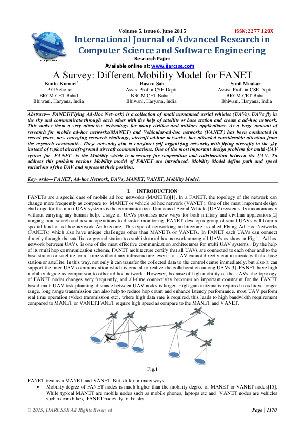 (PDF) A Survey: Different Mobility Model for FANET