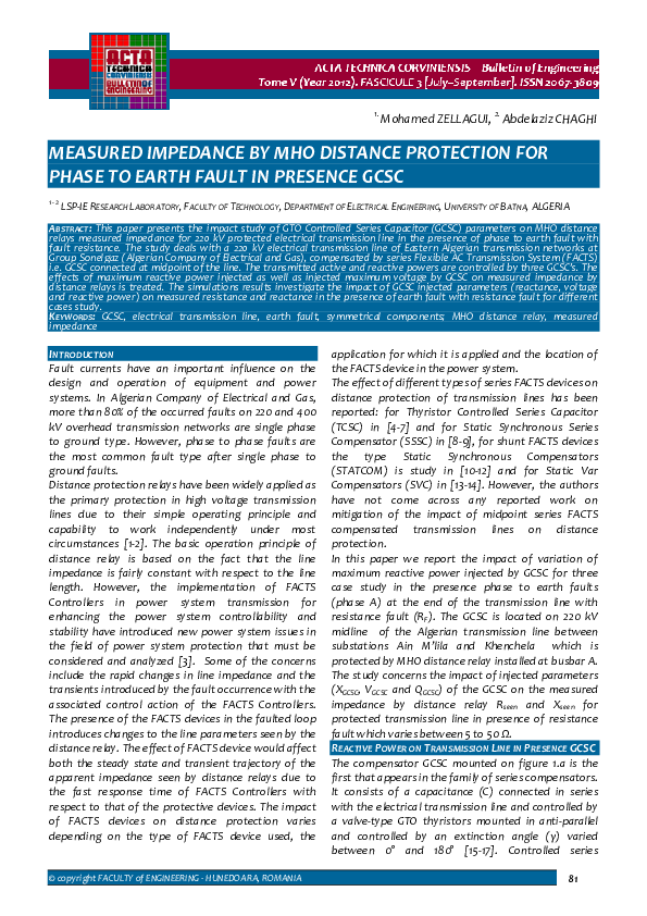(PDF) Measured Impedance by MHO Distance Protection for Phase to Earth ...