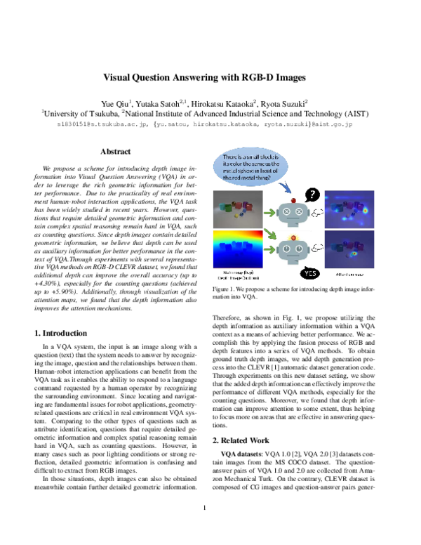 (PDF) Visual Question Answering with RGB-D Images